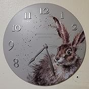 Wrendale Designs Hare Clock-30cm Diameter, Hard Resin, Soft Grey, 35 x ...