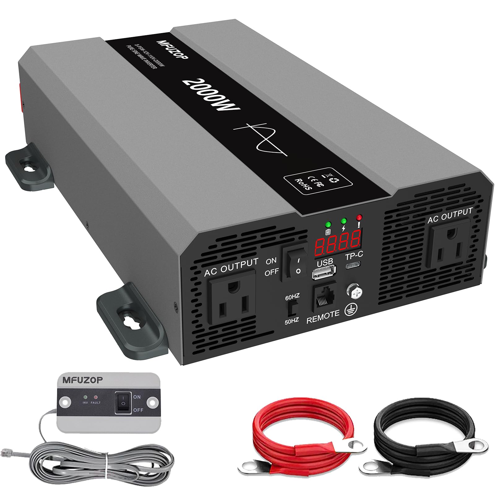 Mua 2000W Pure Sine Wave Inverter 12V DC to 120V AC Converterm, Peak ...