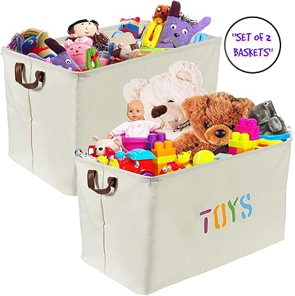 Amazon.com: Woffit Set of 2 Toy Storage Organizer Baskets for Nursery ...