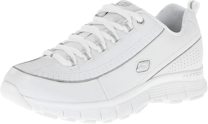 Amazon.com | Skechers Sport Women's Silver Glam Fashion Sneaker, White ...