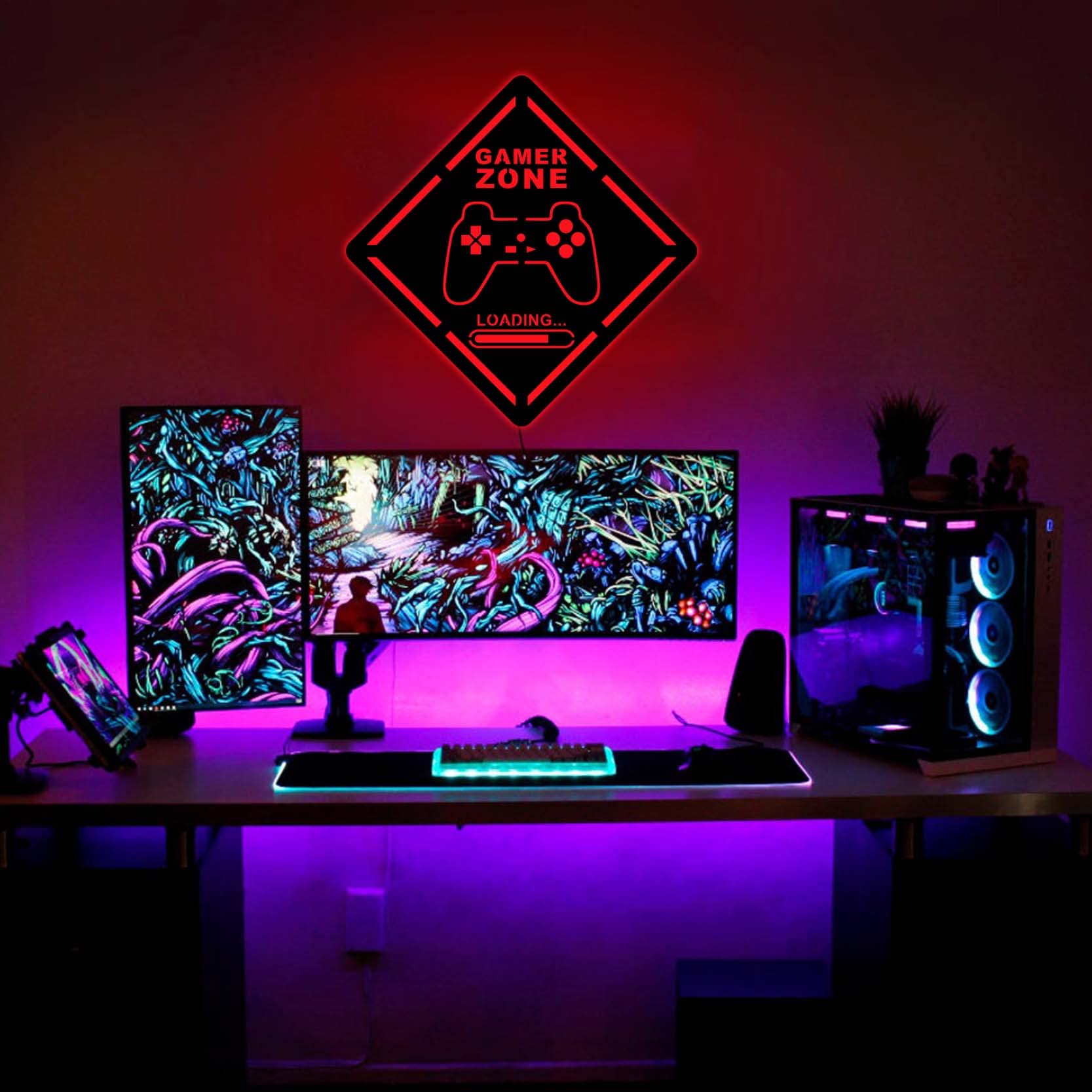 Gaming Room Wood Wall Art With Led Lights, Gamer Sign Decoration For ...
