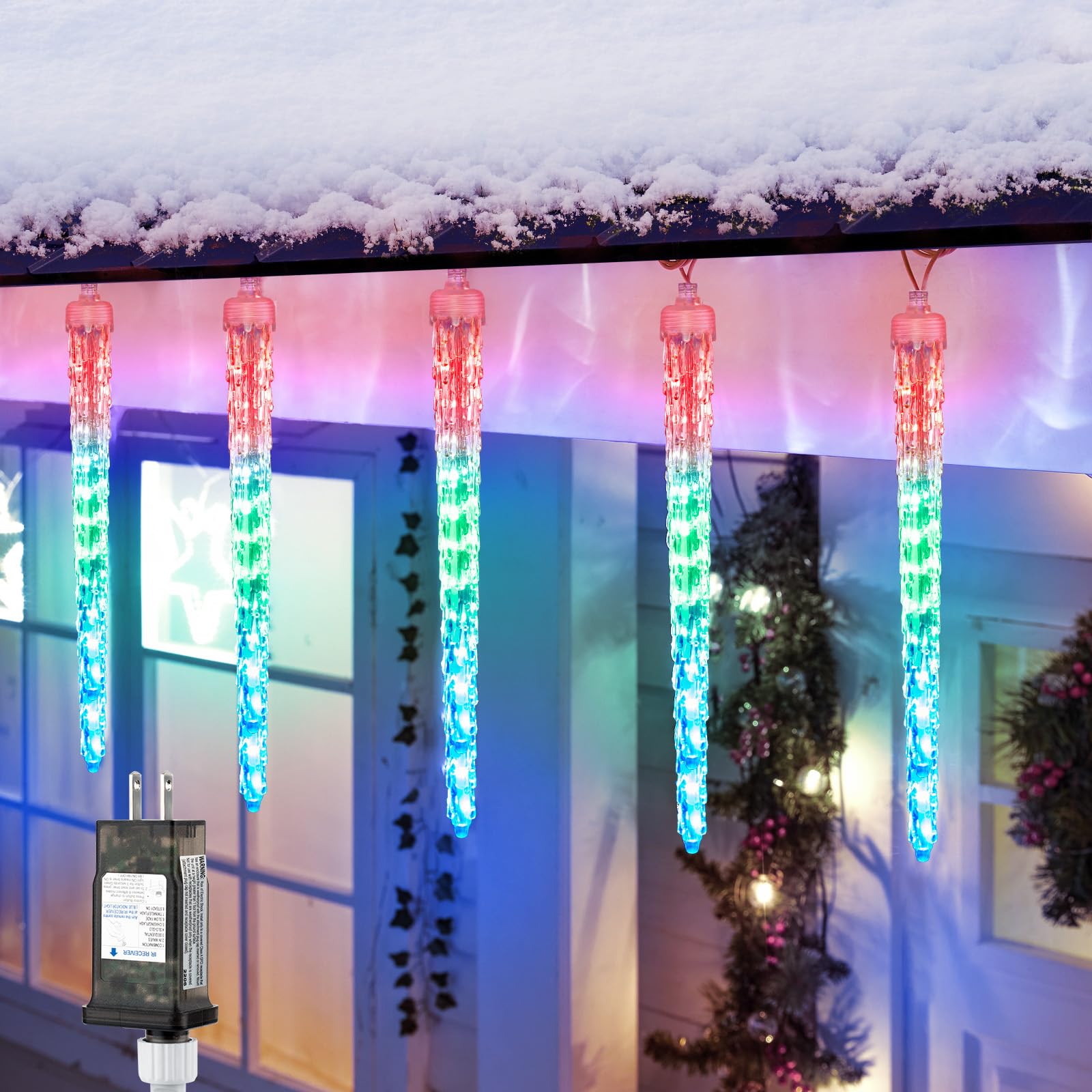 Christmas Icicle Lights Outdoor, 30Ft Meteor Shower Lights with 20 ...