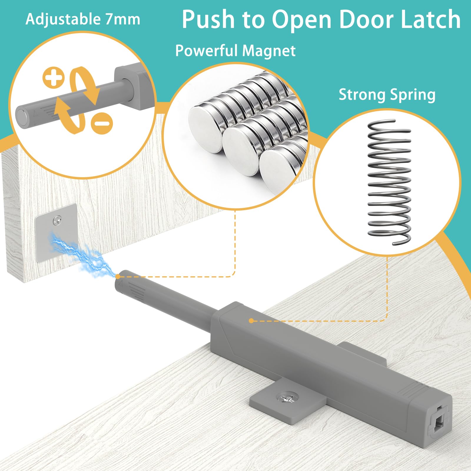 Mua Push to Open Cabinet Hardware, Jiayi Strong Spring Magnetic Push ...