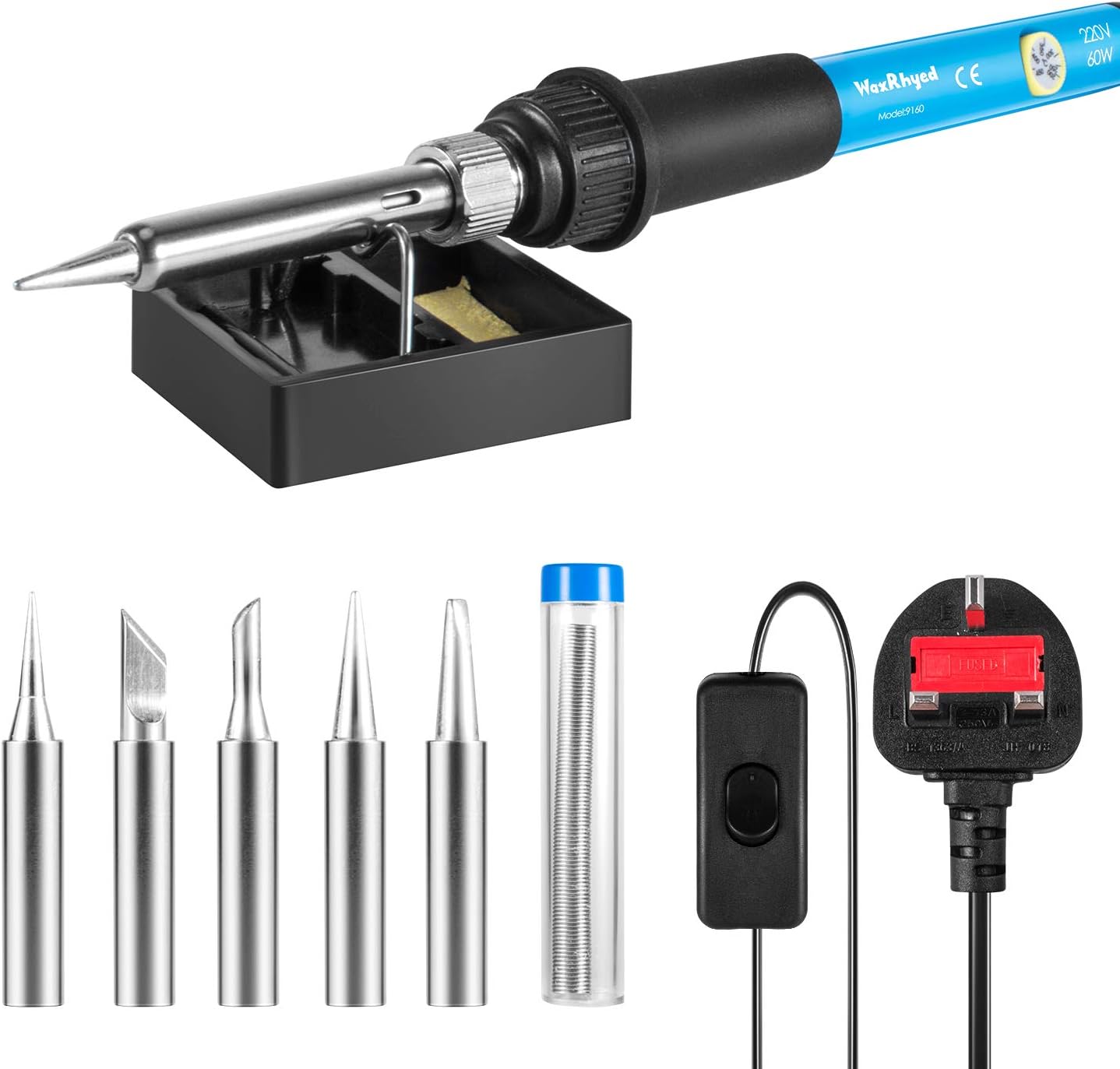 Soldering Iron Kit, 60W Electric Soldering Iron Kit with Adjustable Temp 200-450°C and ON/Off ...