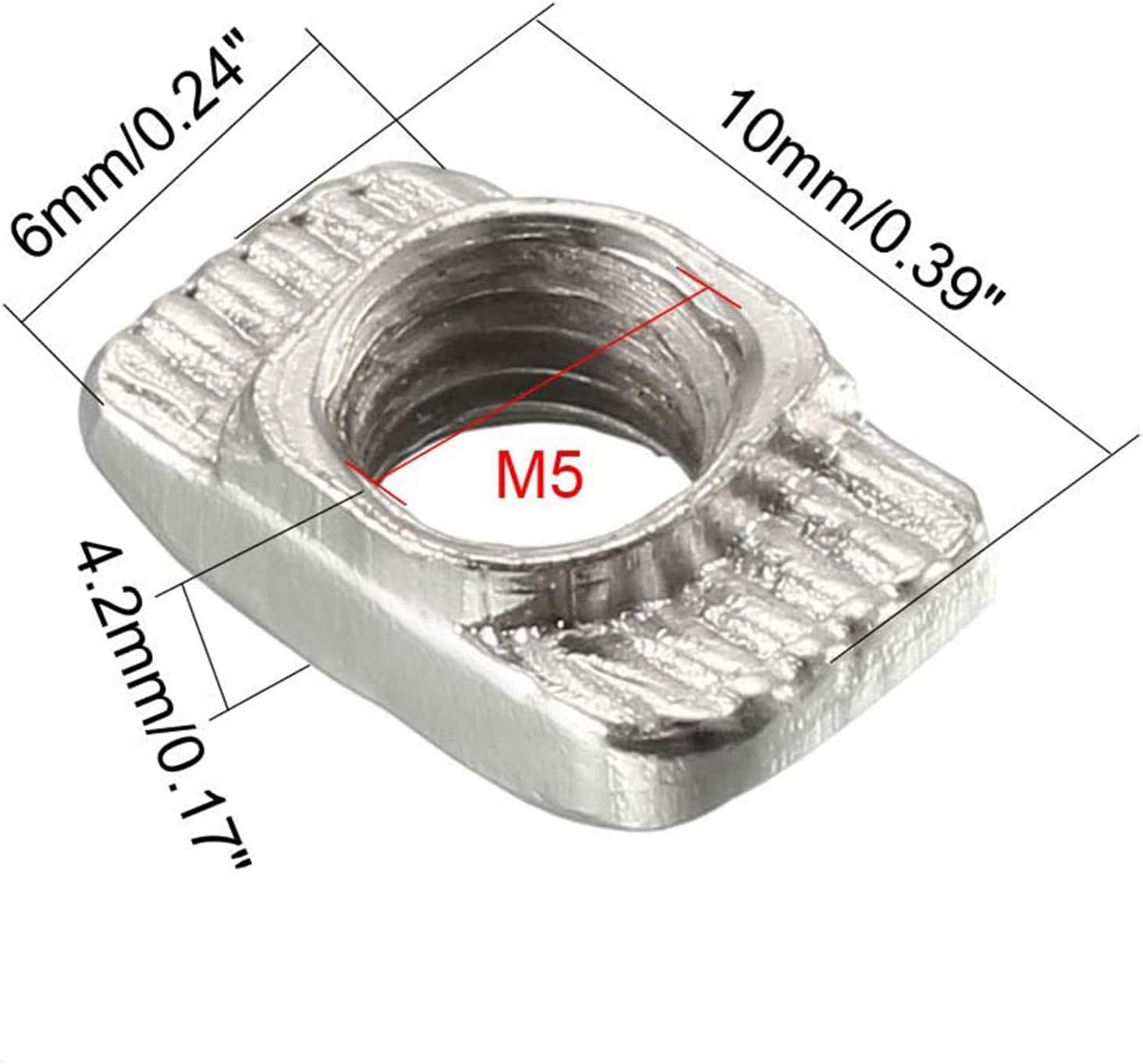 10Pcs 2020 Series M5 T-Nuts Carbon Steel Nickel-Plated Half Round Roll ...
