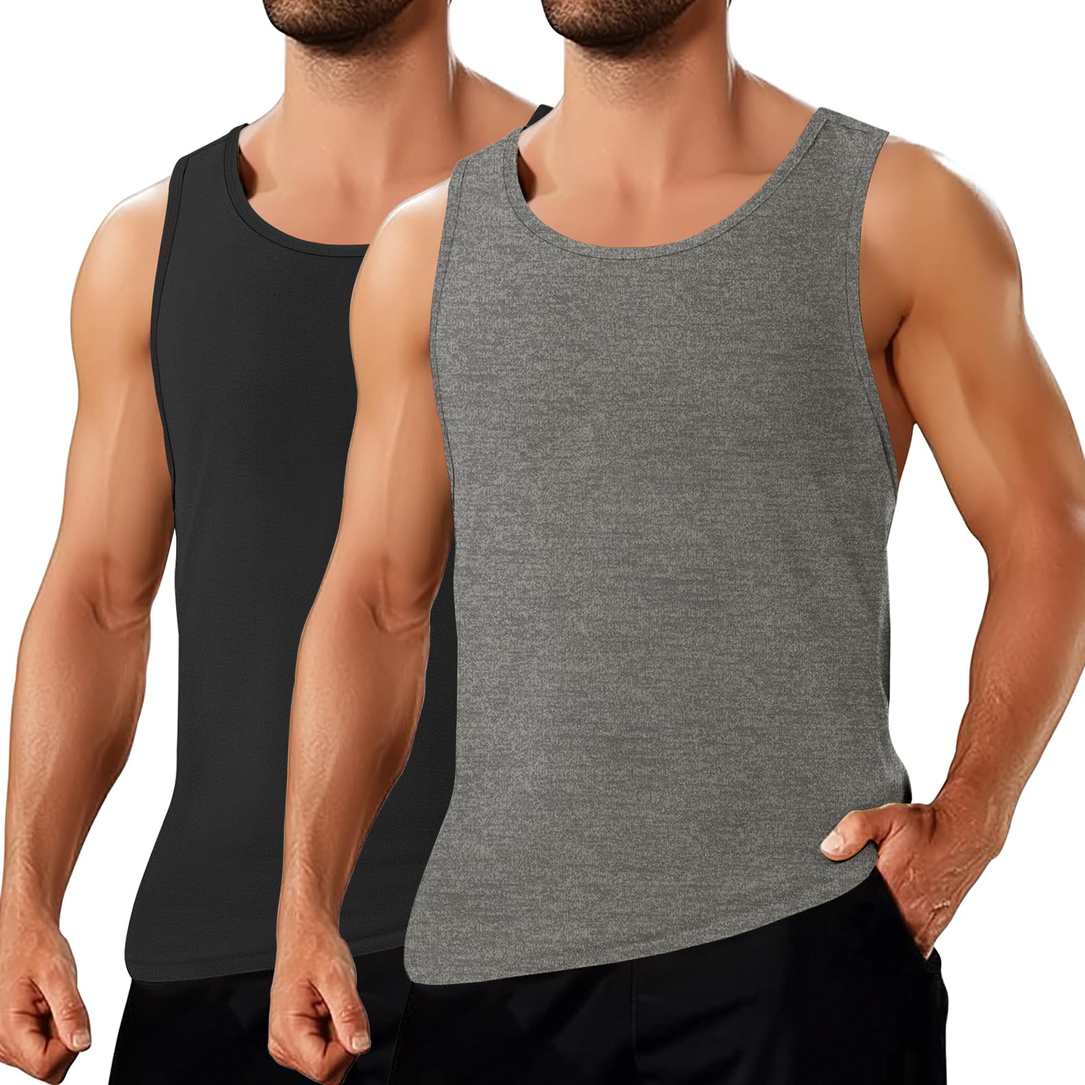COOFANDY Casual Tank Shirts for Men Cotton 2 Pack Tank Tops Sleeveless ...