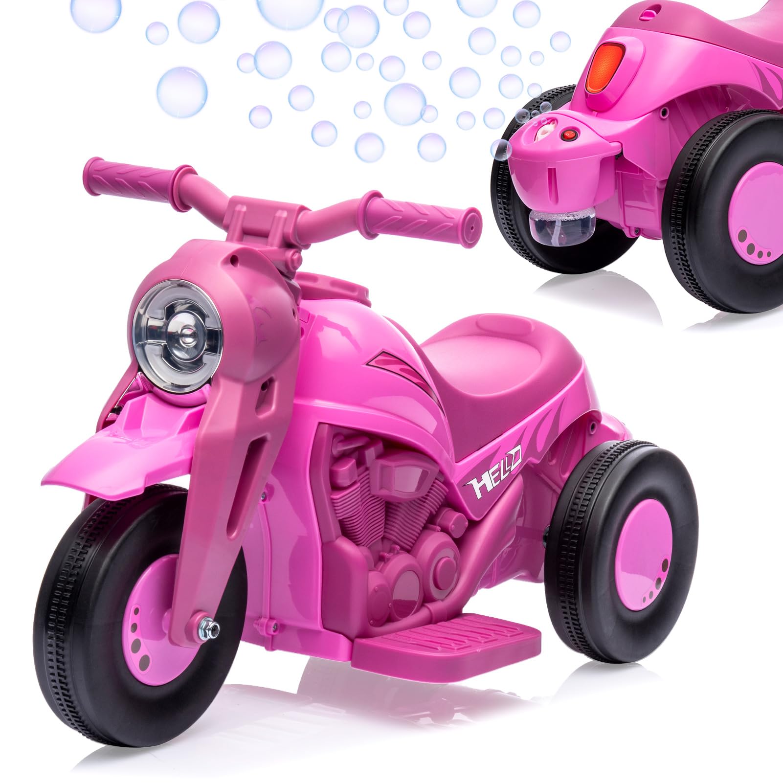 Kids Ride on Bubble Car, Hetoy 6V Battery Powered Electric Motorcycle 1.9 MPH Speed w/LED ...