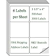 Amazon.com : (8164/5164) 6 Up Shipping Address Labels, 3.33" X 4" FBA ...