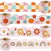 Amazon.com: Whaline 82Ft Boho Bulletin Board Borders Retro Groovy 70s ...