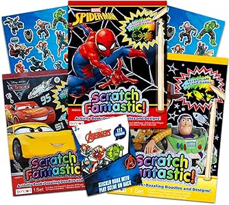 Amazon.com: Superhero Scratch Art ~ Bundle Includes Spiderman, Toy ...