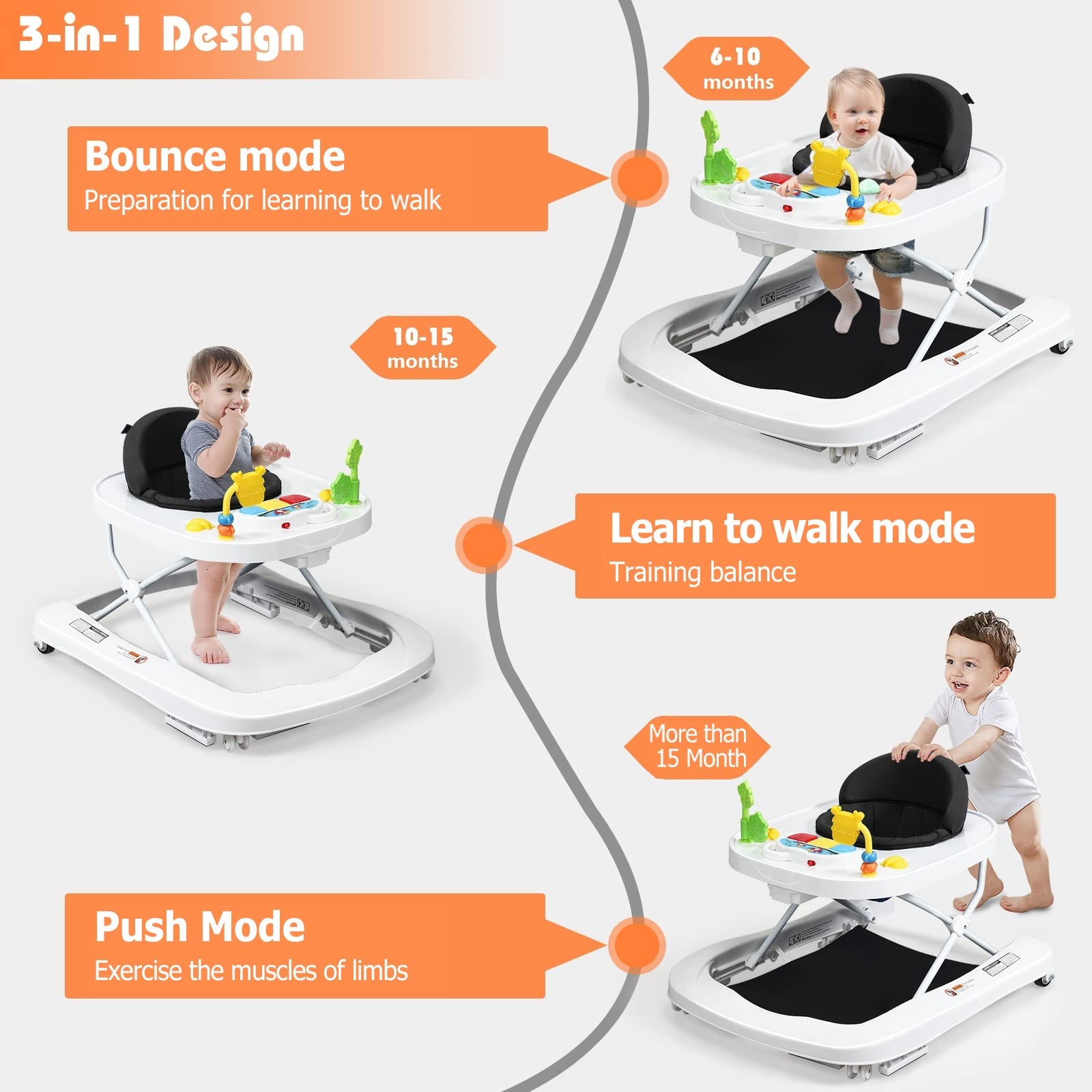 Mua INFANS Foldable Baby Walker, 3 in 1 Toddler Walker Bouncer ...