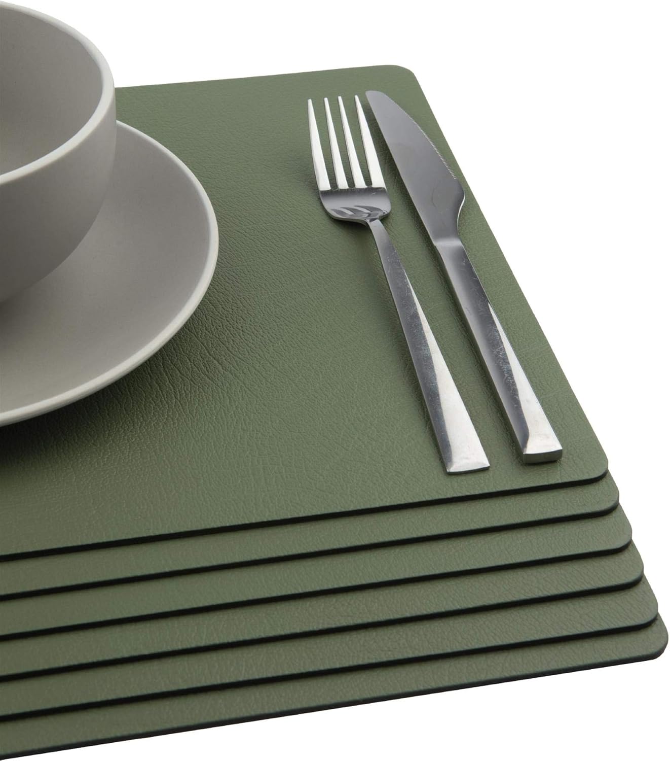 Sets of 4 Large Olive Green Recycled Leather Placemats (42cm x 26.5cm ...