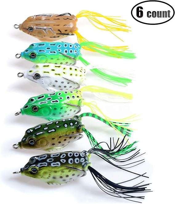 6PCS Fishing Lures Topwater Floating Weedless Frog Baits with Double ...