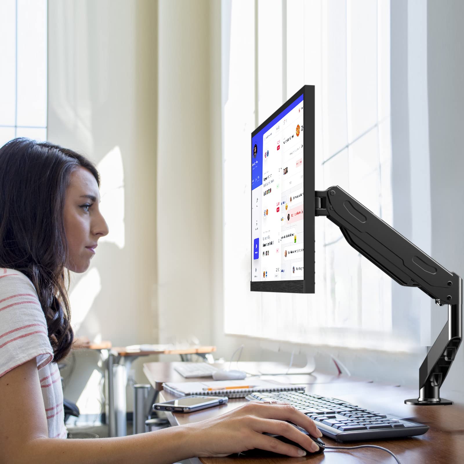 Gas Spring Monitor Arm 32 Inch,Adjustable Single Monitor Desk Mount ...