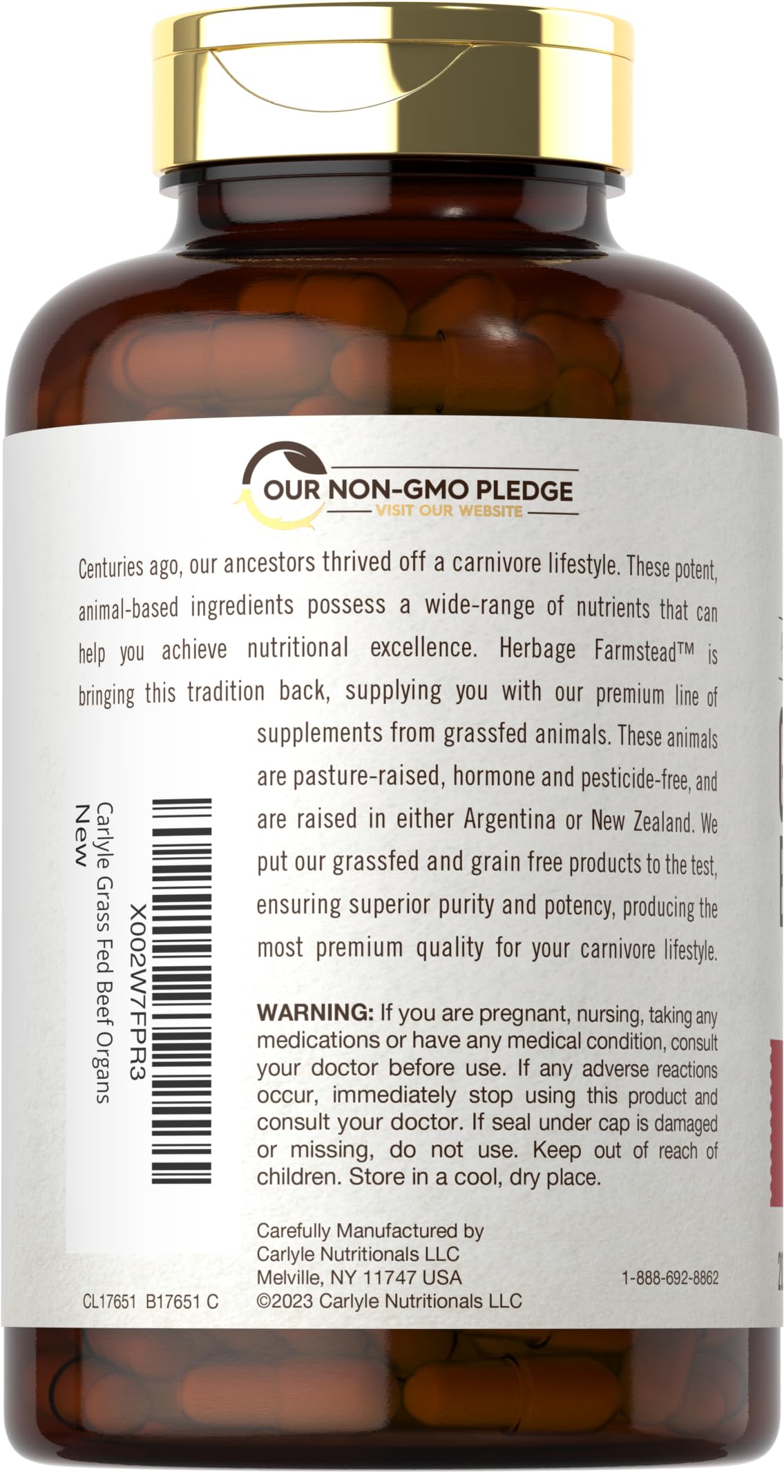 Mua Carlyle Grass Fed Beef Organ Complex | 200 Capsules | Pasture ...