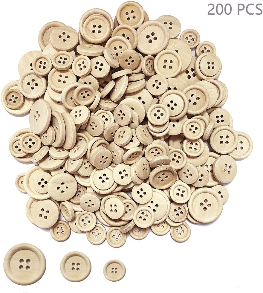 Amazon.com: Juland 200 PCS Mixed Wooden Buttons in Bulk Round ...