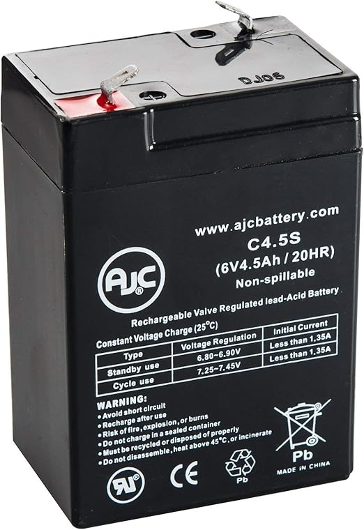 Vision CP645 6V 4.5Ah Sealed Lead Acid Battery - This is an AJC Brand ...