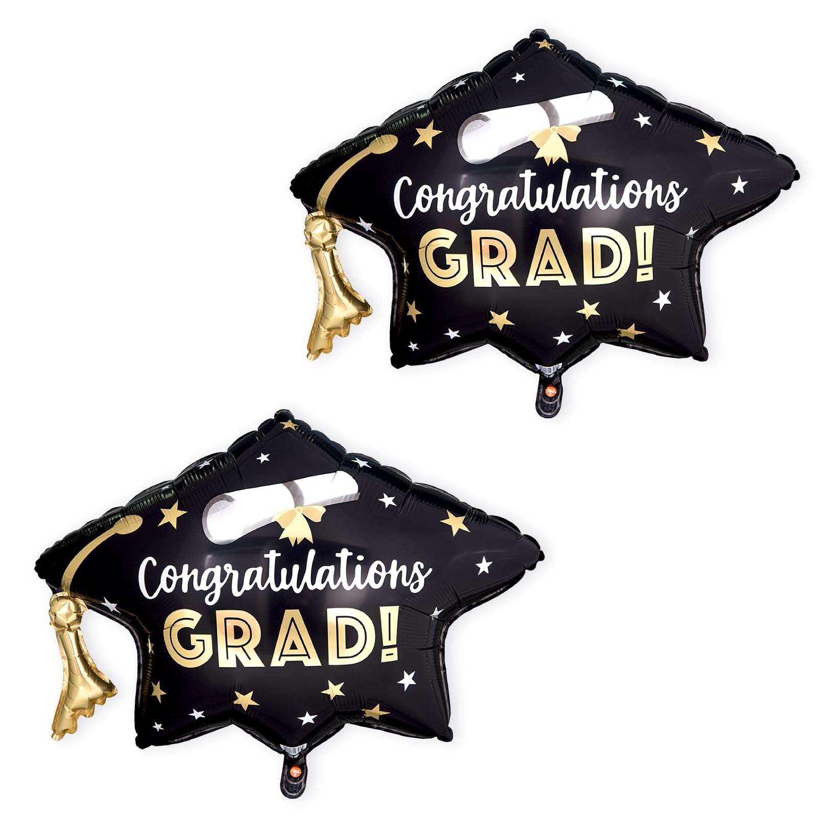 2Pcs Graduation Foil Balloons Class of 2025 Congrats Grad Cap Balloons ...