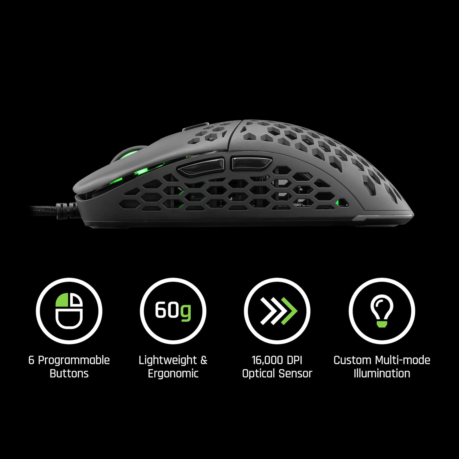 eShark Naginata Wired USB Esports Lightweight Gaming Mouse 16000 DPI, 6 ...