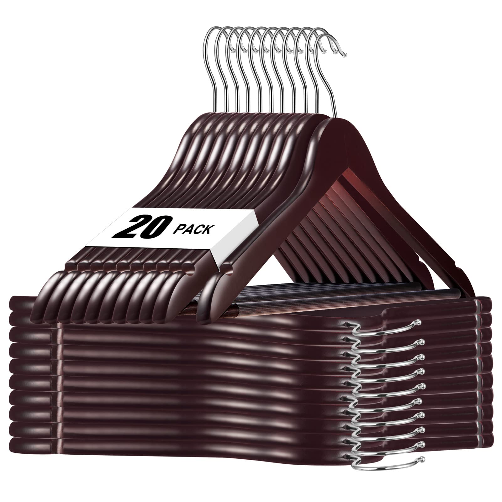 HOUSE DAY Cherry Wooden Hangers 20 Pack, Heavy Duty Wooden Coat Hanger ...