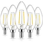 Crystalumia Genuine Crystal LED Light Bulbs, Non-Dimmable, Candelabra Base (E12), Efficient 4.5W ...