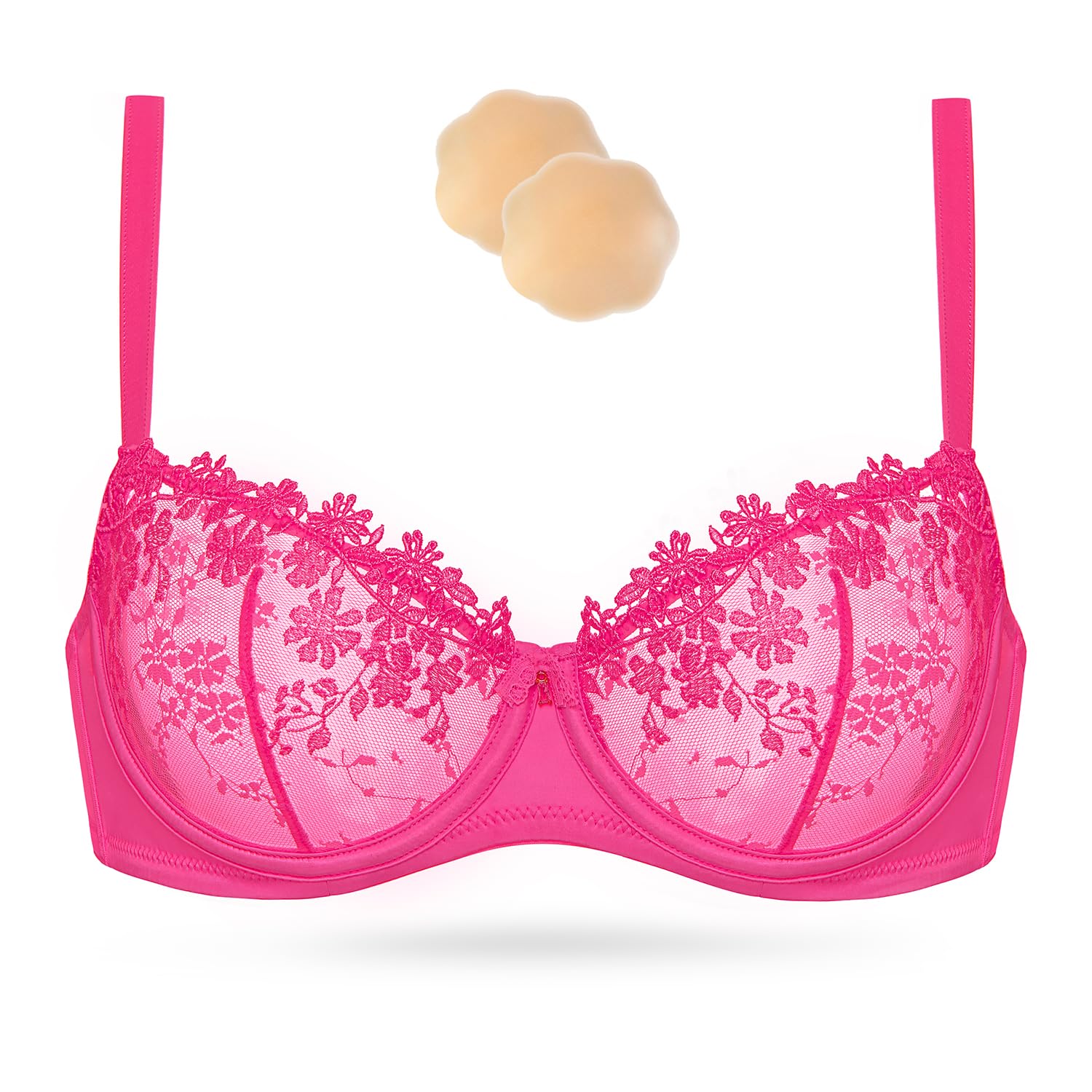 Wingslove Women's Sexy Lace Bra Demi Sheer Mesh Balconette See Through Bralette Unlined ...