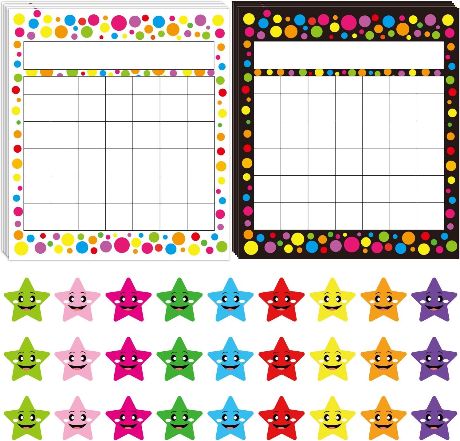 OUNENO Pack of 60 Classroom Incentive Chart, Confetti Themed Sticker ...