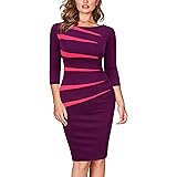 Amazon.com: FORTRIC Women Short Sleeve Round Neck Elegant Bodycon Wear ...