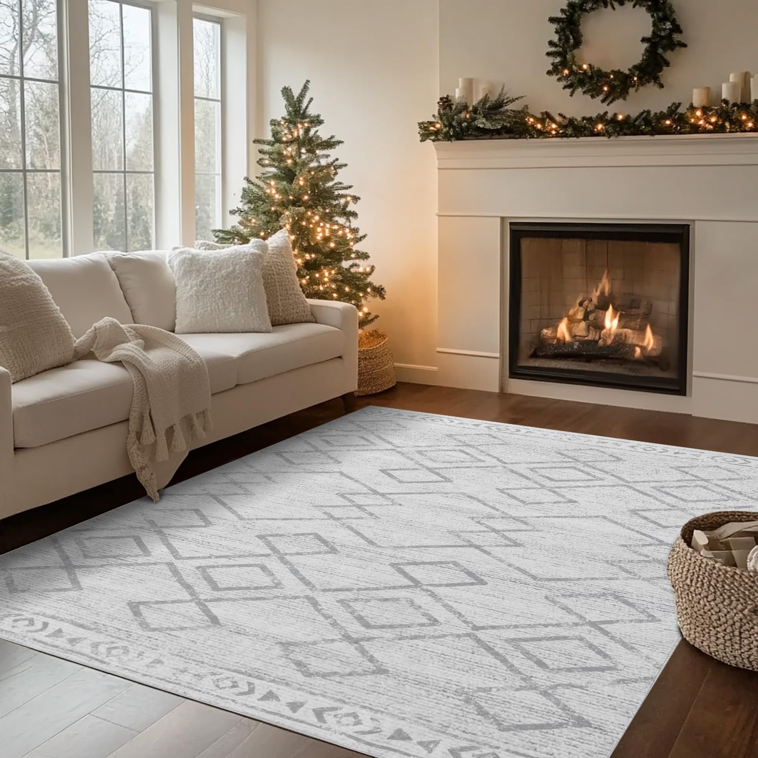 jinchan Moroccan 5x7 Area Rugs for Bedroom - Machine Washable Soft ...