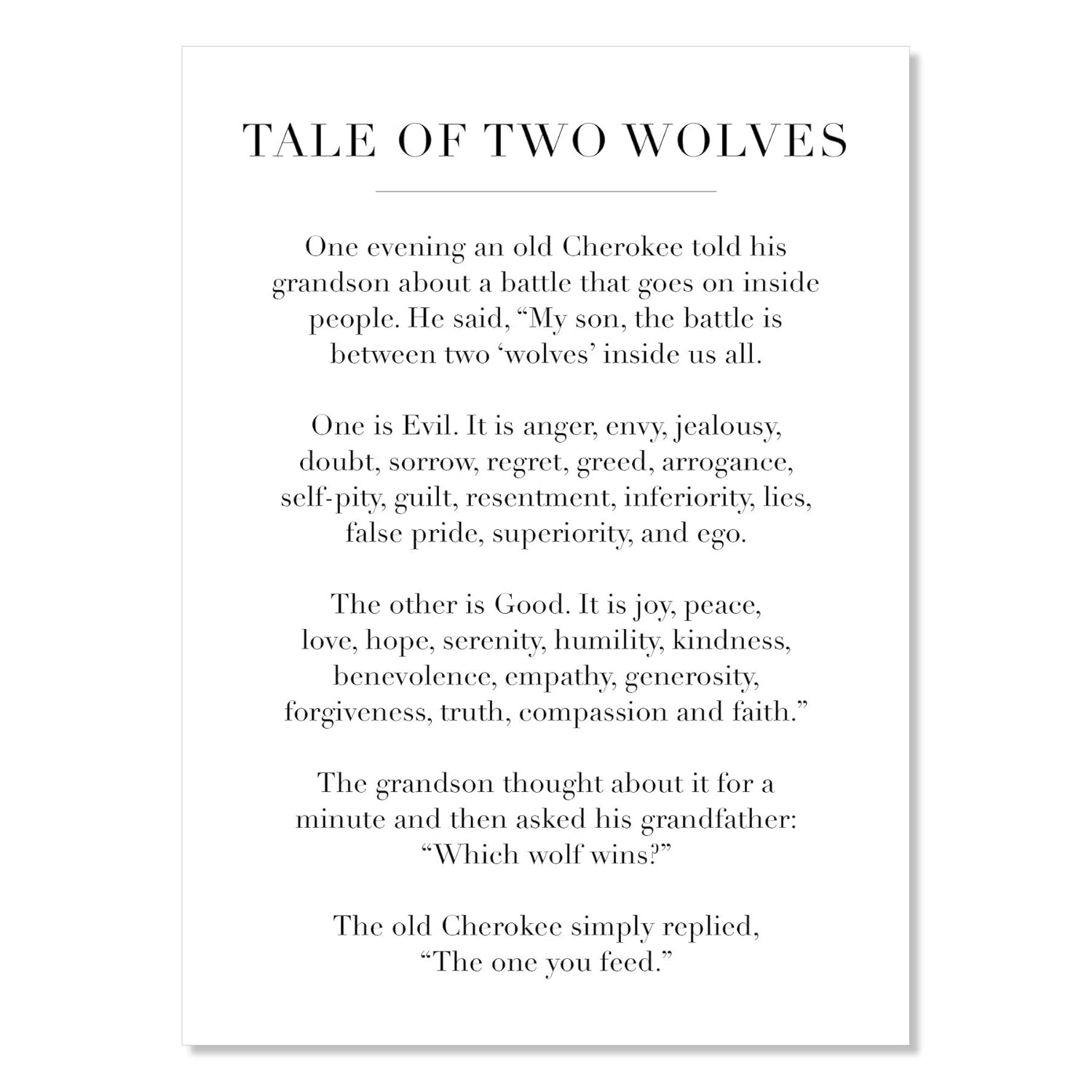 Amazon.com: Tale of Two Wolves Print, Unframed: Handmade