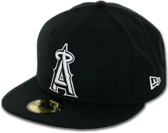 Amazon.com : New Era 59Fifty Hat MLB Basic Anaheim Angels Black/White ...