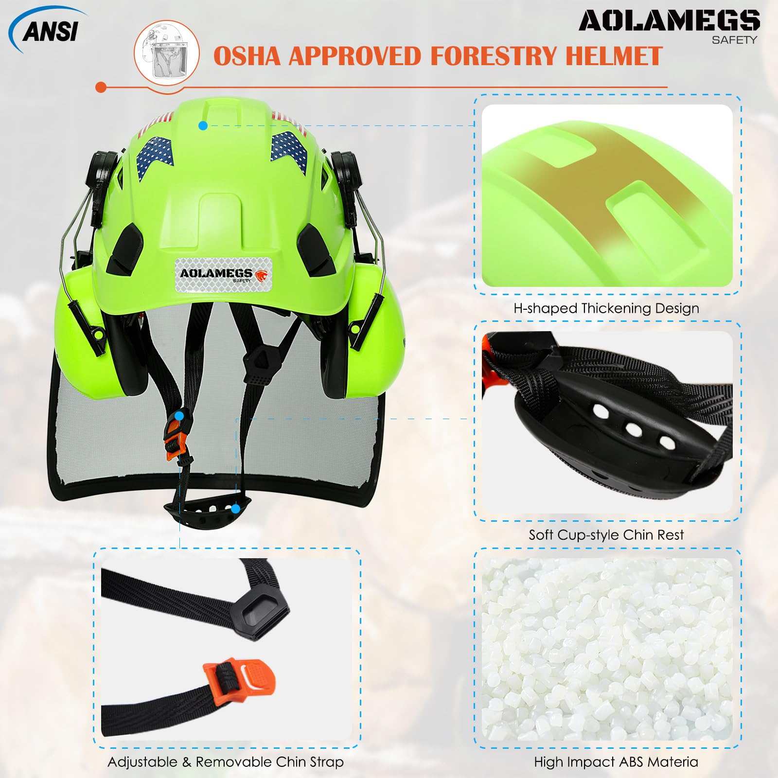 Mua Aolamegs Safe Chainsaw Helmet with Face Shield and Ear Muffs and ...