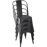 Amazon.com: Furmax Metal Dining Chair Indoor-Outdoor Use Stackable ...