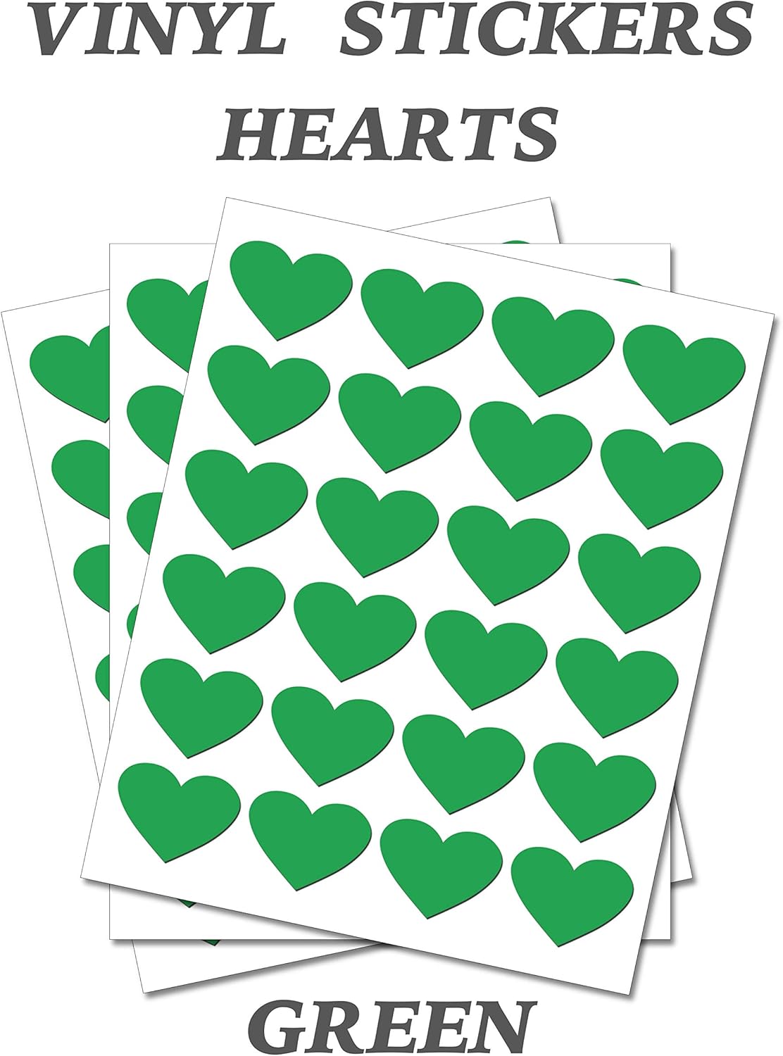 100 Green Hearts – Removable Self Adhesive Waterproof Durable Vinyl ...