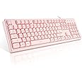 Amazon.com: Basaltech Pink Keyboard with 7-Color LED Backlit, 104 Keys ...