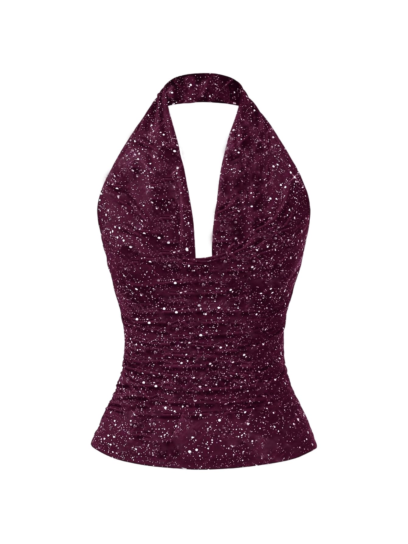 SweatyRocks Women's Sparkly Sequin Draped Halter Tops Cowl Neck Sleeveless Party Tank Tops ...