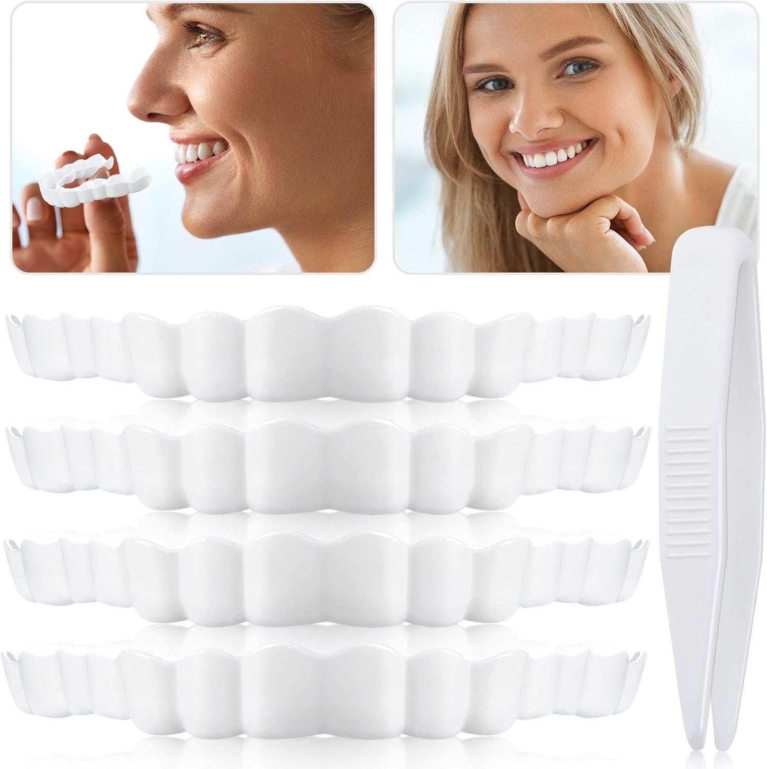 8 Pieces Instant Veneers Dentures Fake Teeth Smile Serrated Denture ...