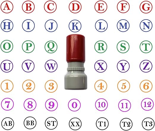 Custom 2 Characters A-Z Alphabet 0-9 Stamp Round Rubber Stamp Self ...