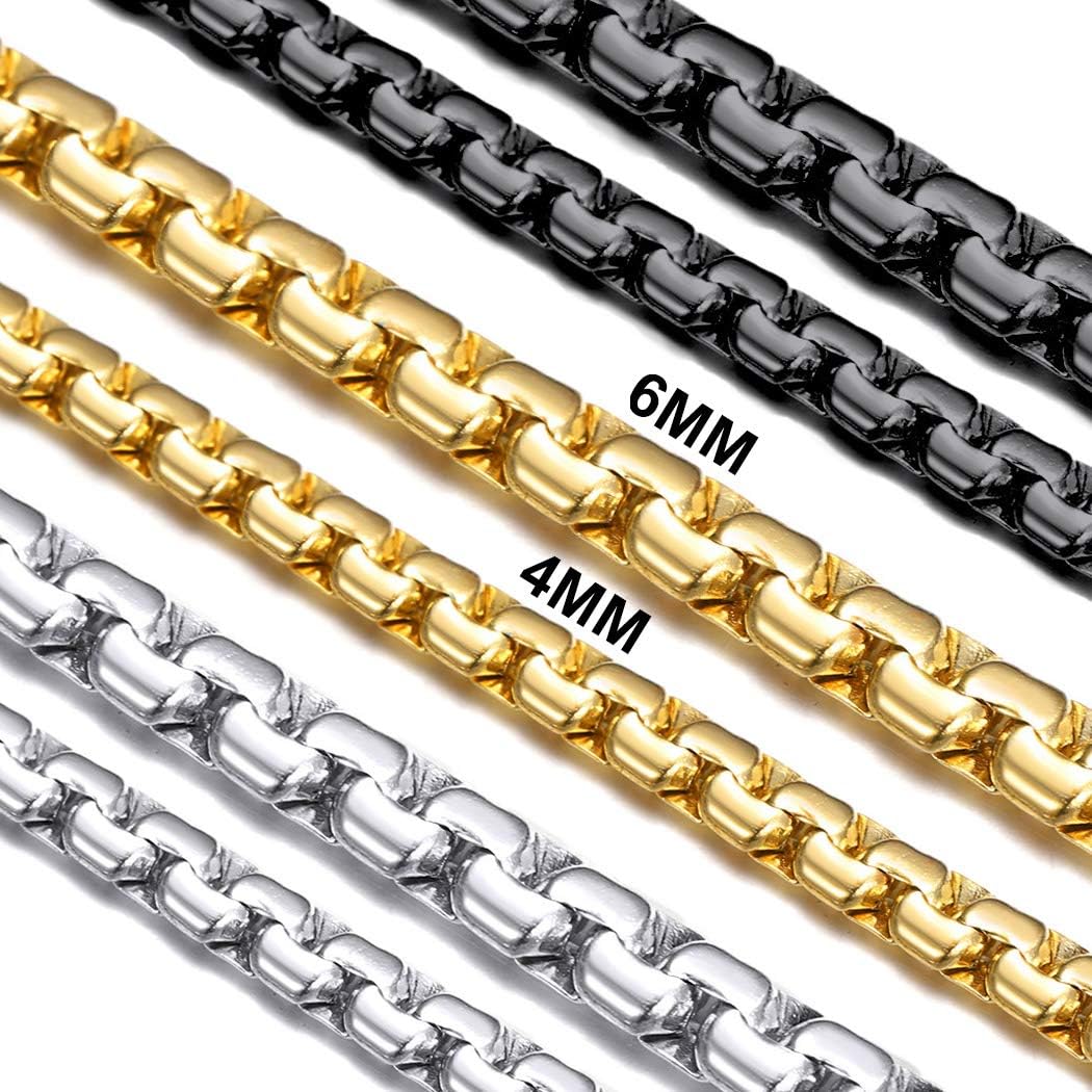 Black Box Chain Necklace for Men 4mm 6mm 18 Inch Replacement Choker ...