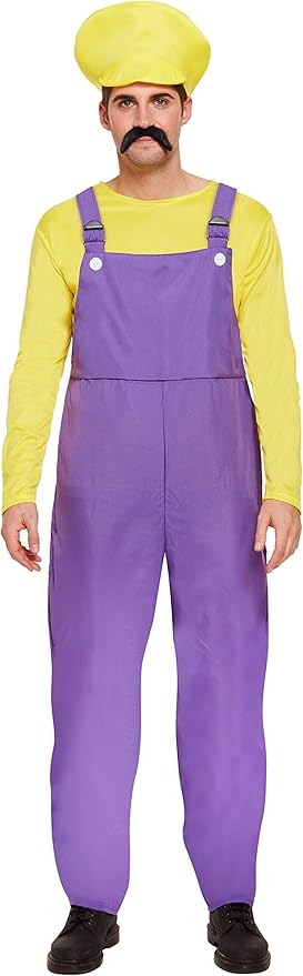 Mens Super Mario BROS Bad Guy Wario Yellow Fancy Dress Costume Workman Plumber Amazon co uk mens-super-mario-bros-bad-guy-wario-yellow-fancy-dress-costume-workman-plumber-amazon-co-uk