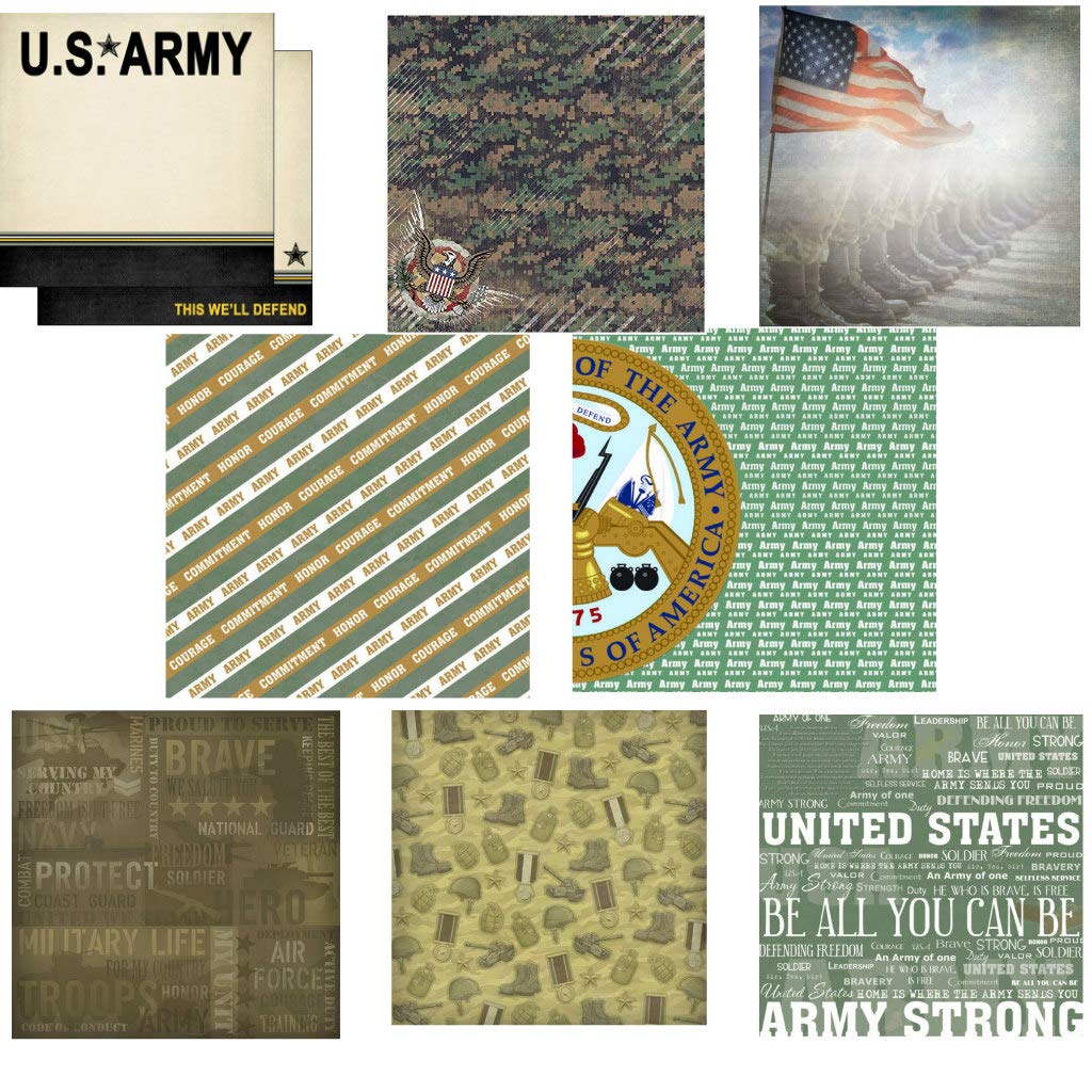 Amazon.com: Custom Bundle Set of 8 Army Themed United States Military ...