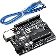 ELEGOO UNO R3 Tarjeta Placa ATmega328P ATMEGA16U2 con Cable USB y Microcontrolador Compatible ...