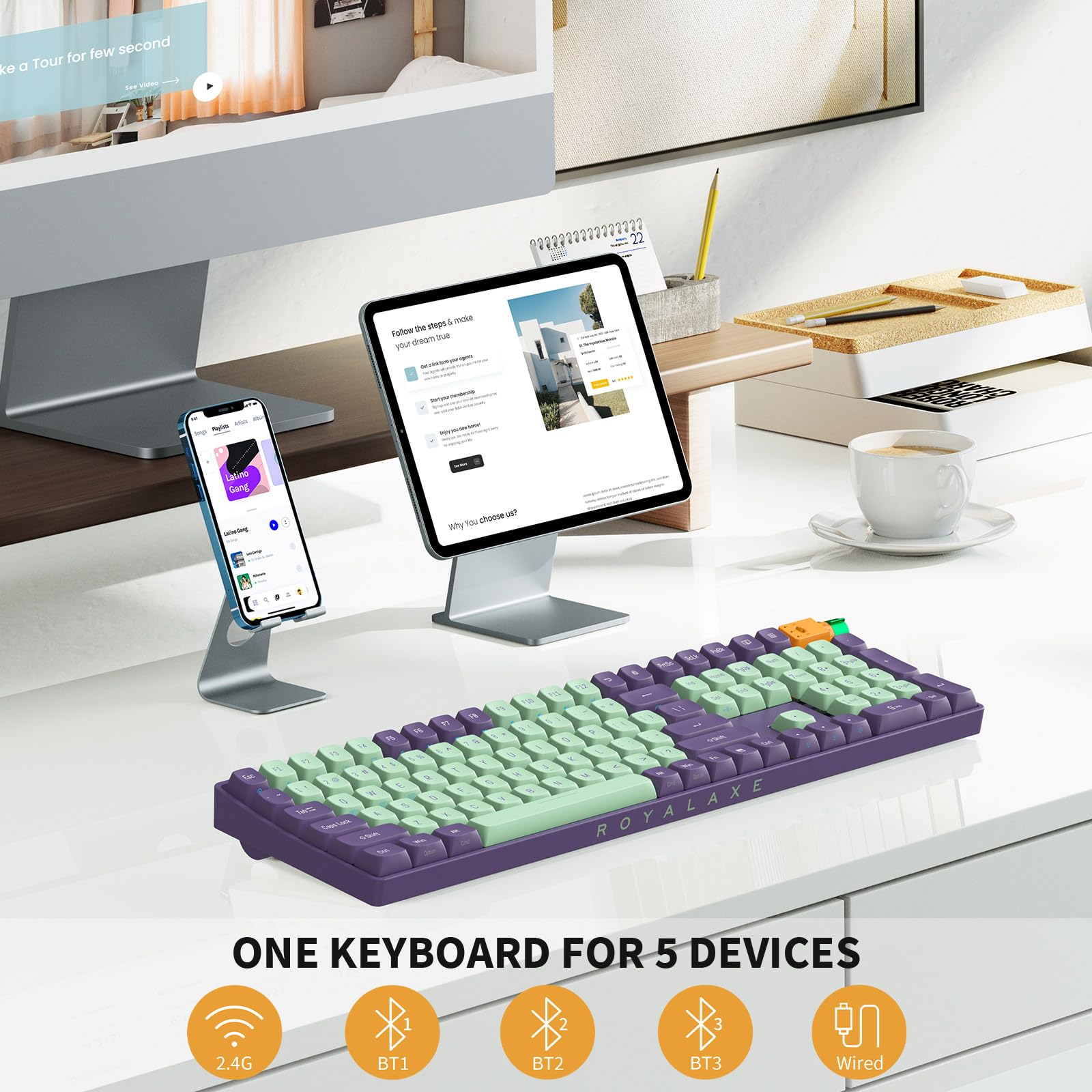 Mua ROYALAXE R108 Wireless Mechanical Keyboard, Gateron G Pro 3.0 ...