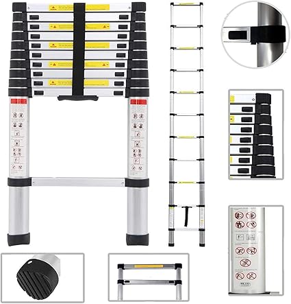 Amazon.com: Telescopic Ladders 10.5ft 3.2M 150KG Max Capacity Extension ...