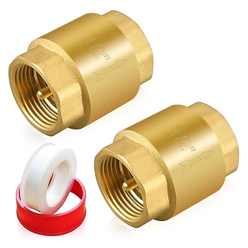 Boltigen 2PCS Solid Brass Spring Check Valve, 1/2 Inch NPT Female ...