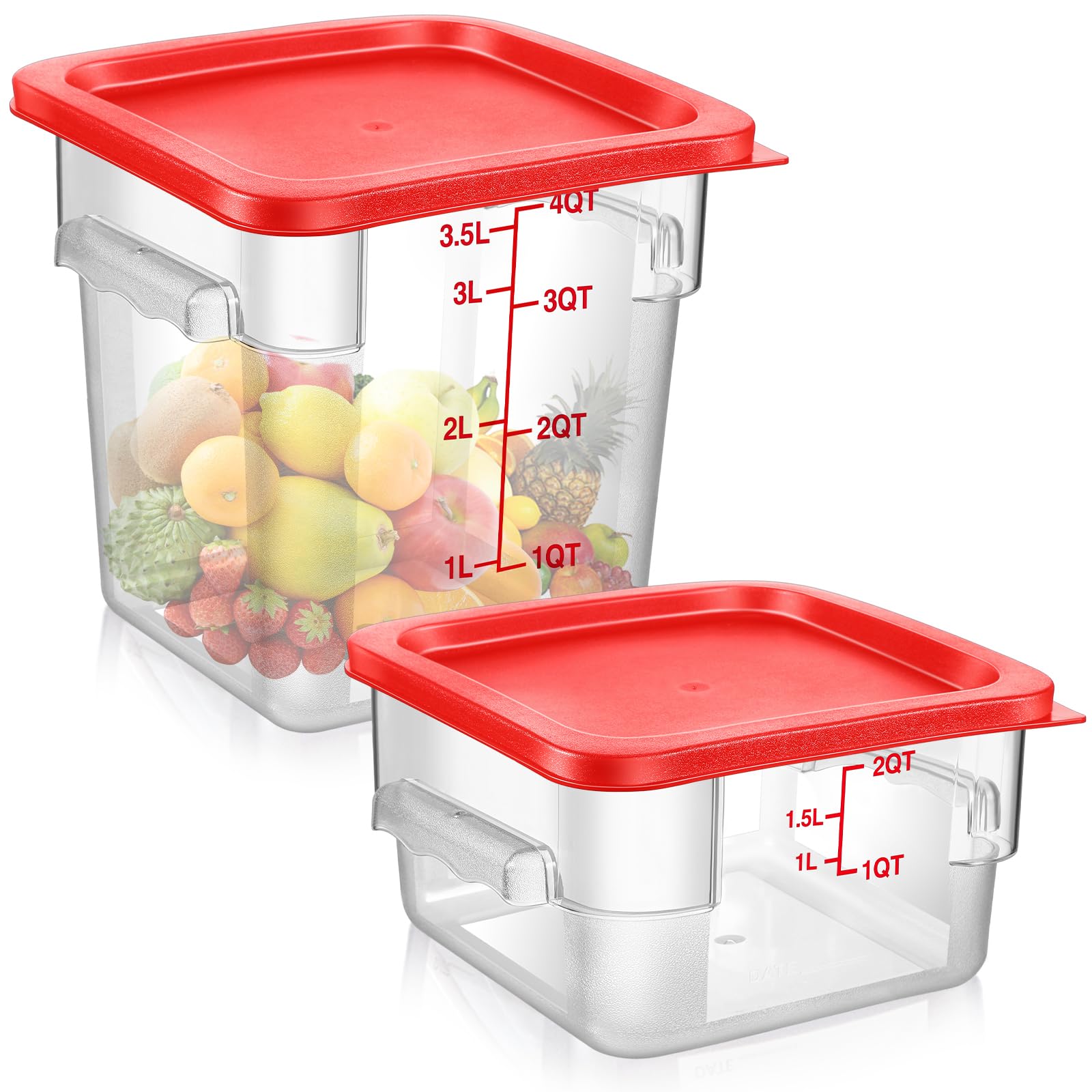 Suclain 2 Pcs Square Food Storage Container Polycarbonate Clear Food ...