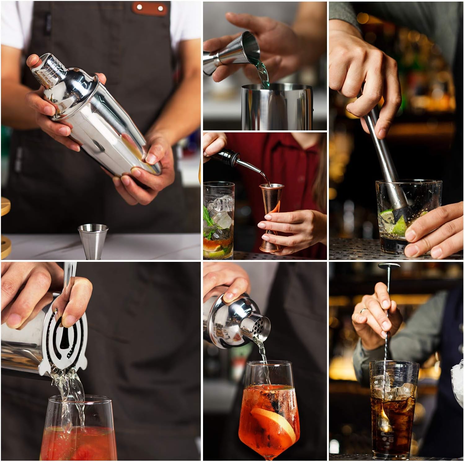 750ml Cocktail Shaker Set, 12 Piece Stainless Steel Bar Tools Gift Set ...
