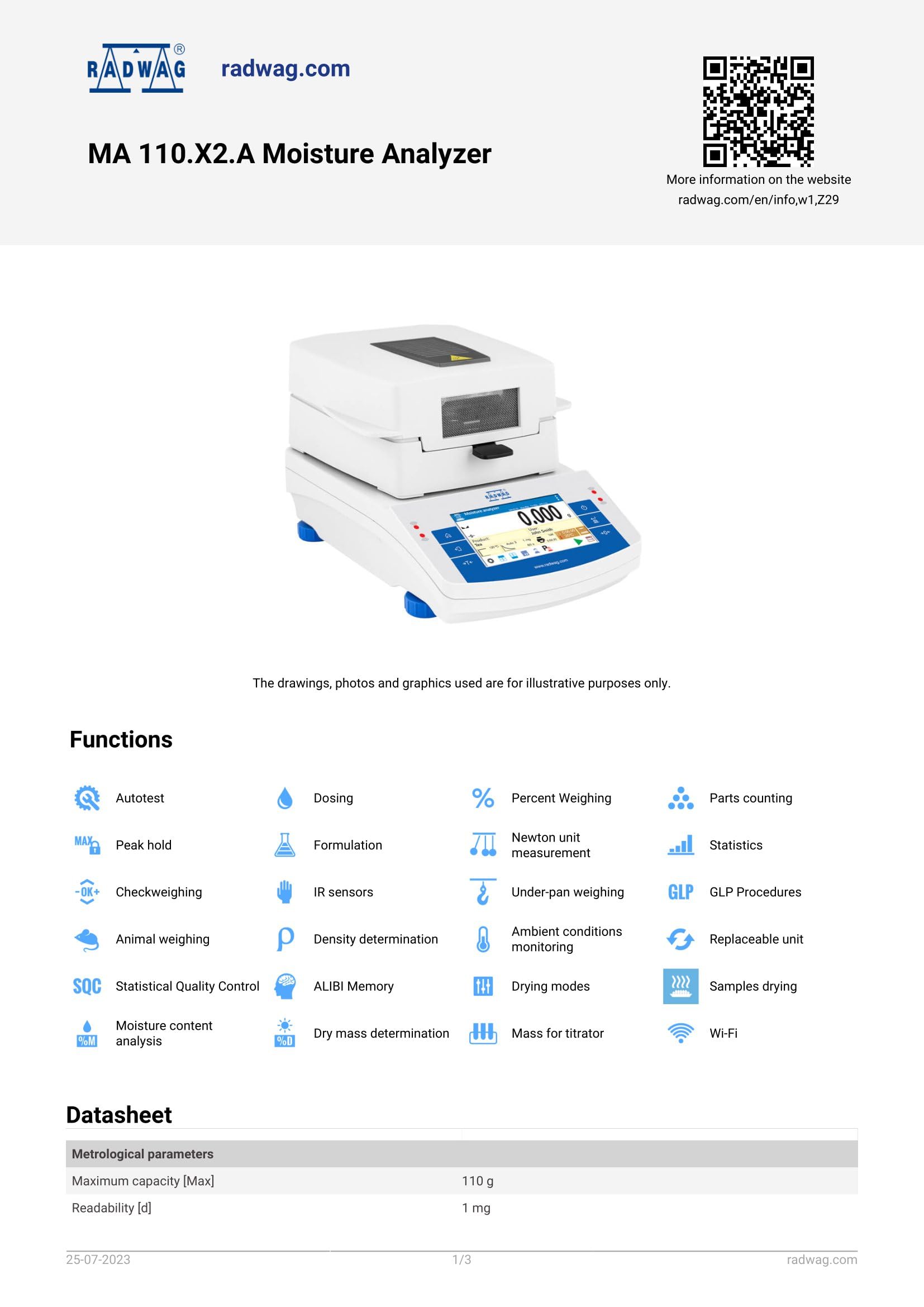 Radwag MA 110.X2.A Moisture Analyzer 110g X 0.001g on Galleon Philippines