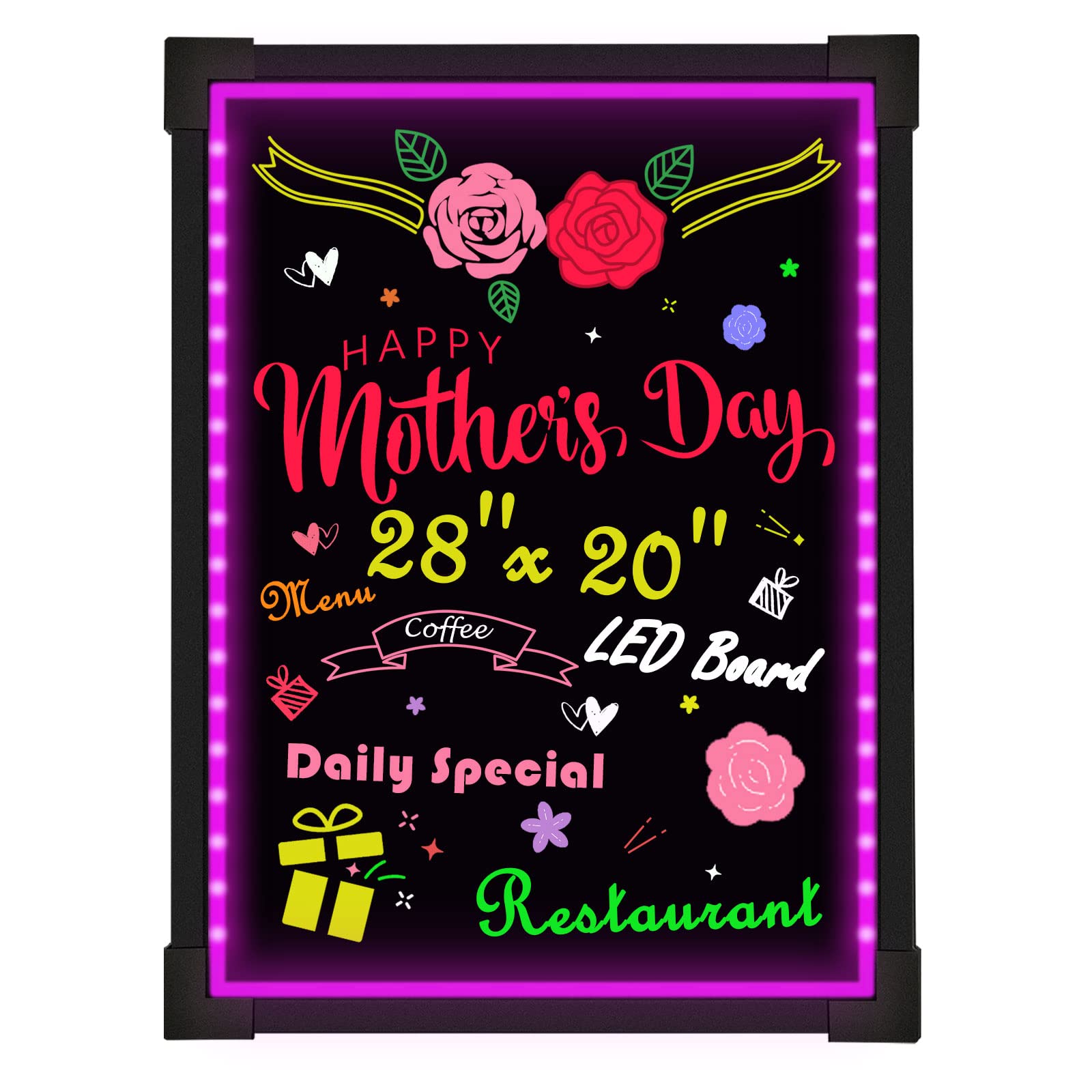 Woodsam LED Message Board- 28" X 20" Inches Erasable Writing Drawing ...