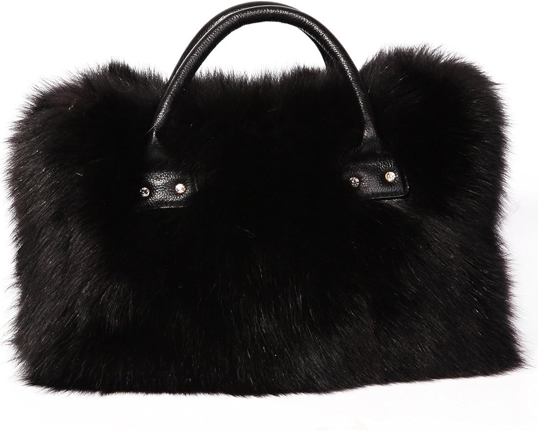 Amazon.com: URSFUR Women's Winter Handbag Real Fox Fur Stachel Bag ...